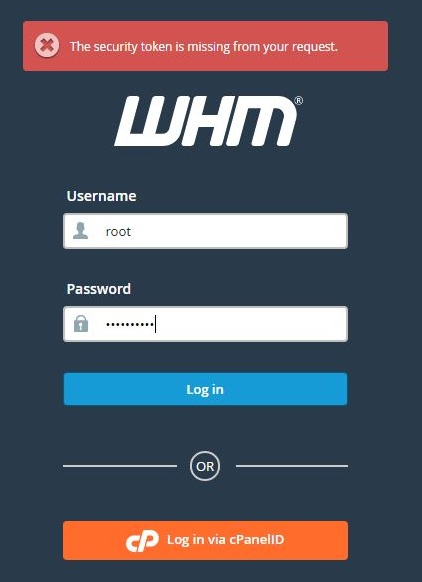 Error The Security Token Missing From Your Request In Cpanel Webmail Or Whm Web Hosting